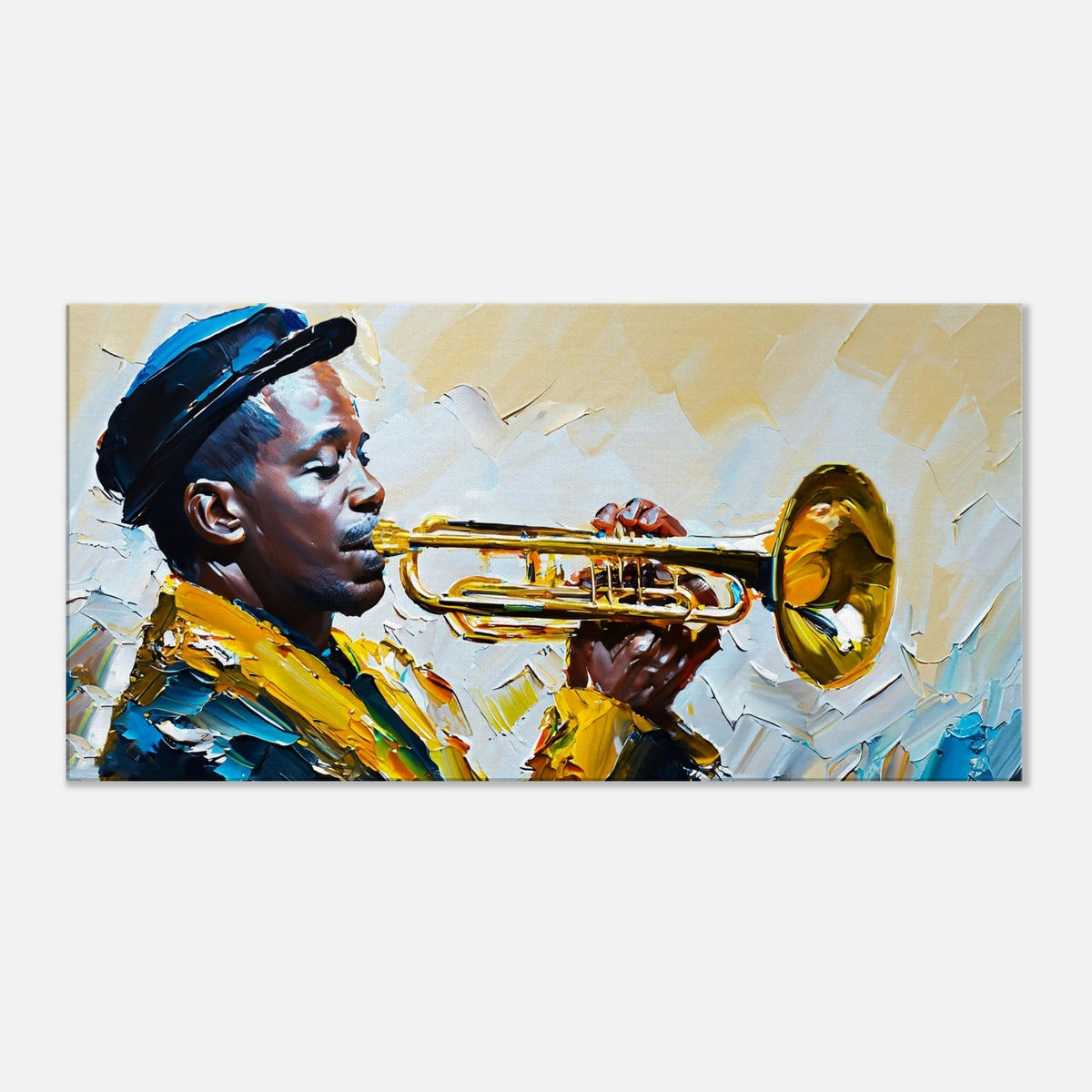 Canvas Print Trumpet player abstract art by Posterify design 50X100cm