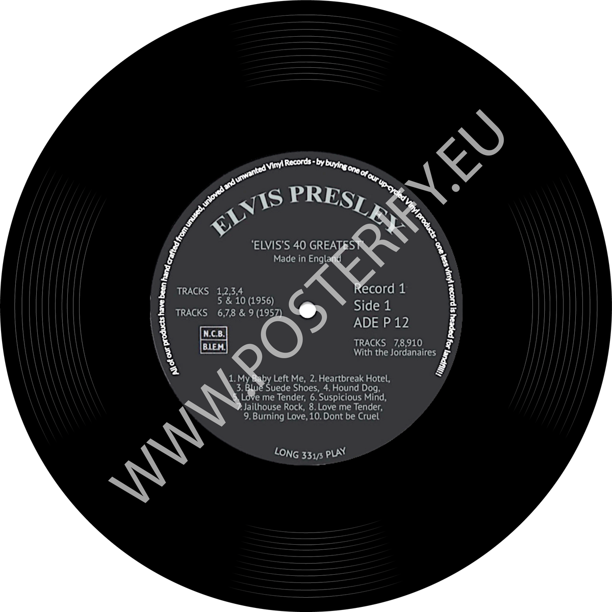 Elvis Presley, Greatest Hits, Vinyl Record Round Mat (Can also be used ...