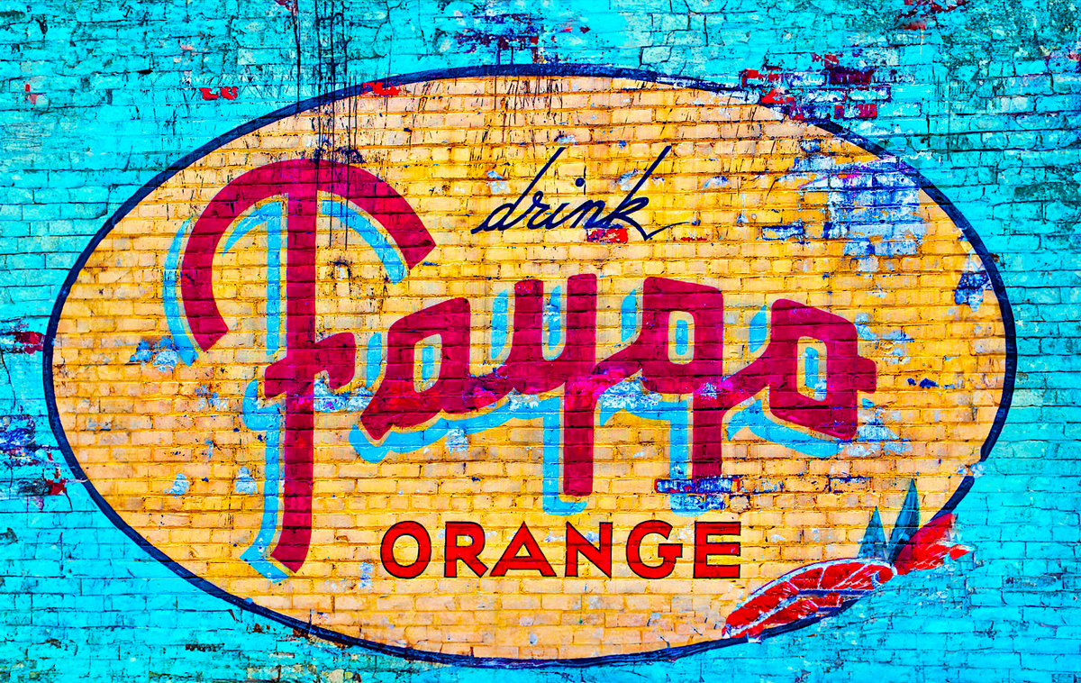 Brick Wall with Ghost Signs, Detroit, US, Wallpaper Stickers